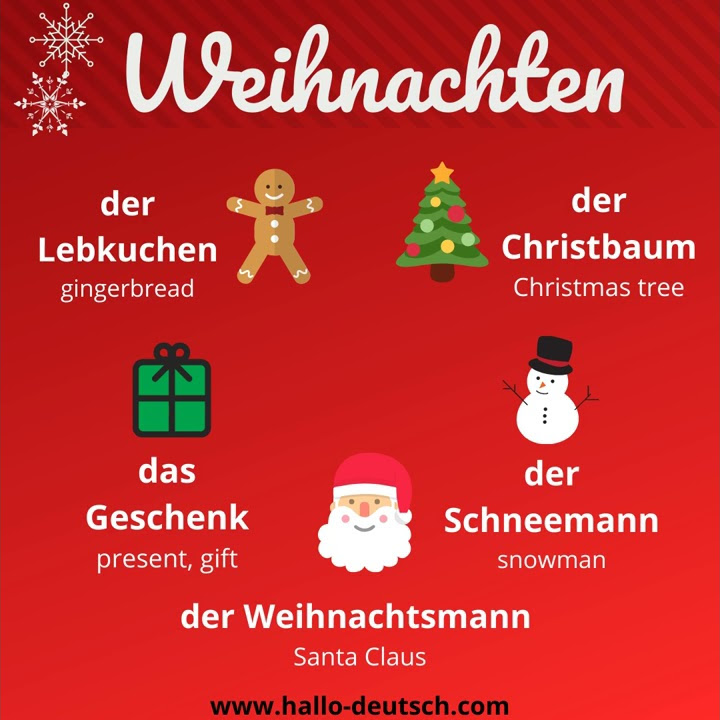 German vocabulary - Weihnachten (Christmas) - YouTube