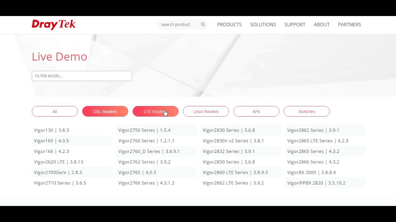 Através do Website da DrayTek, pode verificar uma "Live Demo" da ...