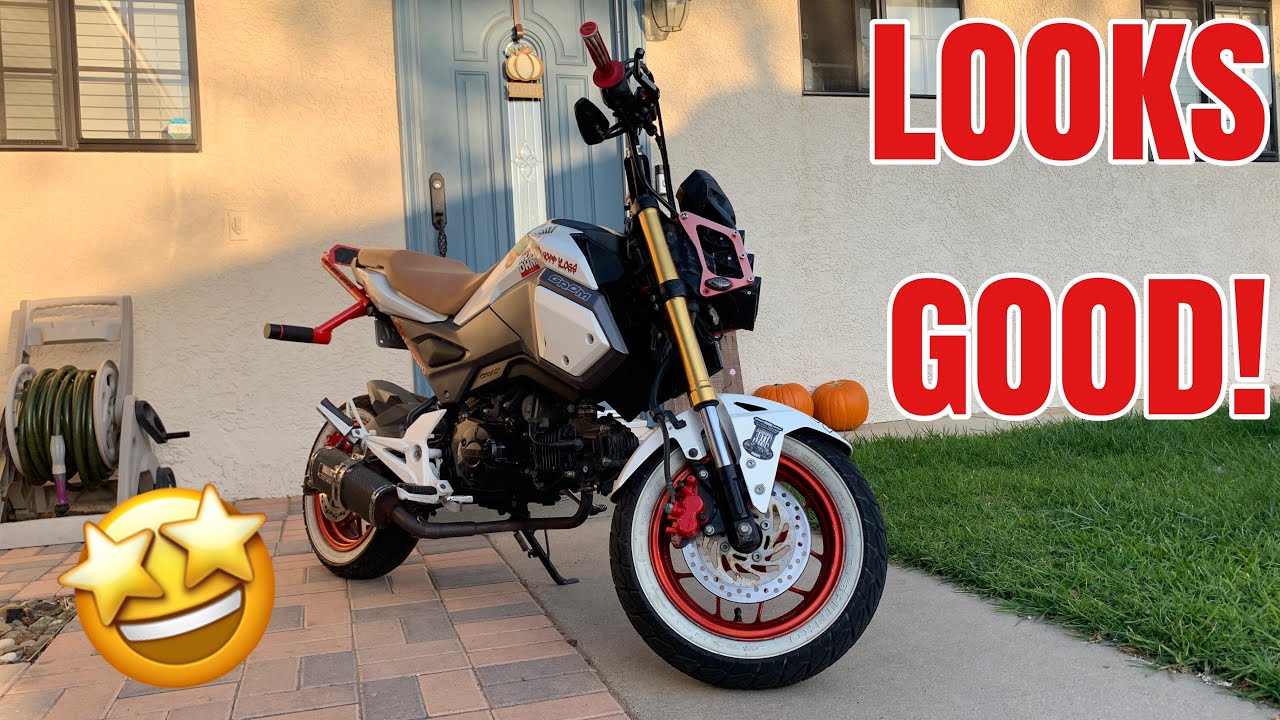 Finally got some SHINKO WHITE WALLS on my GROM! - YouTube