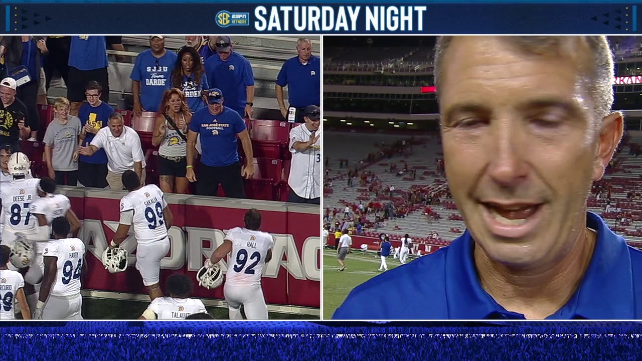 San Jose State Football | Arkansas - Brennan Post-Game Interview - YouTube