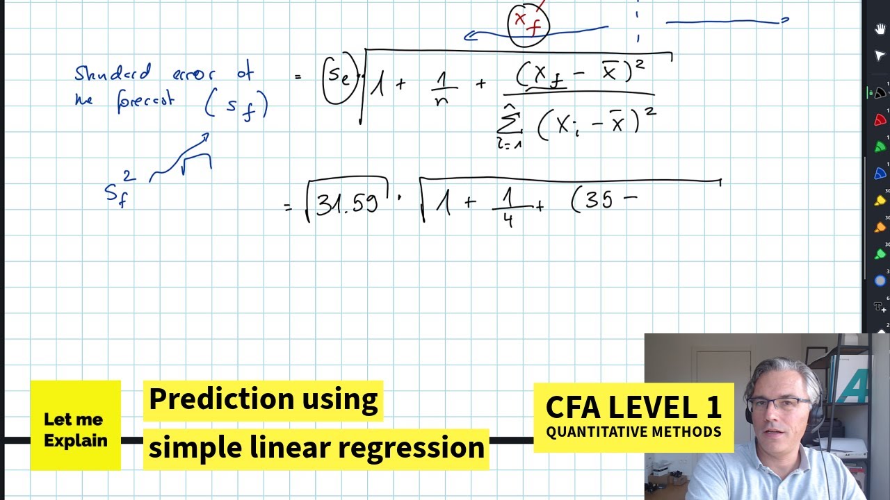 Prediction Using Simple Linear Regression For The Cfa Level 1 Exam Youtube