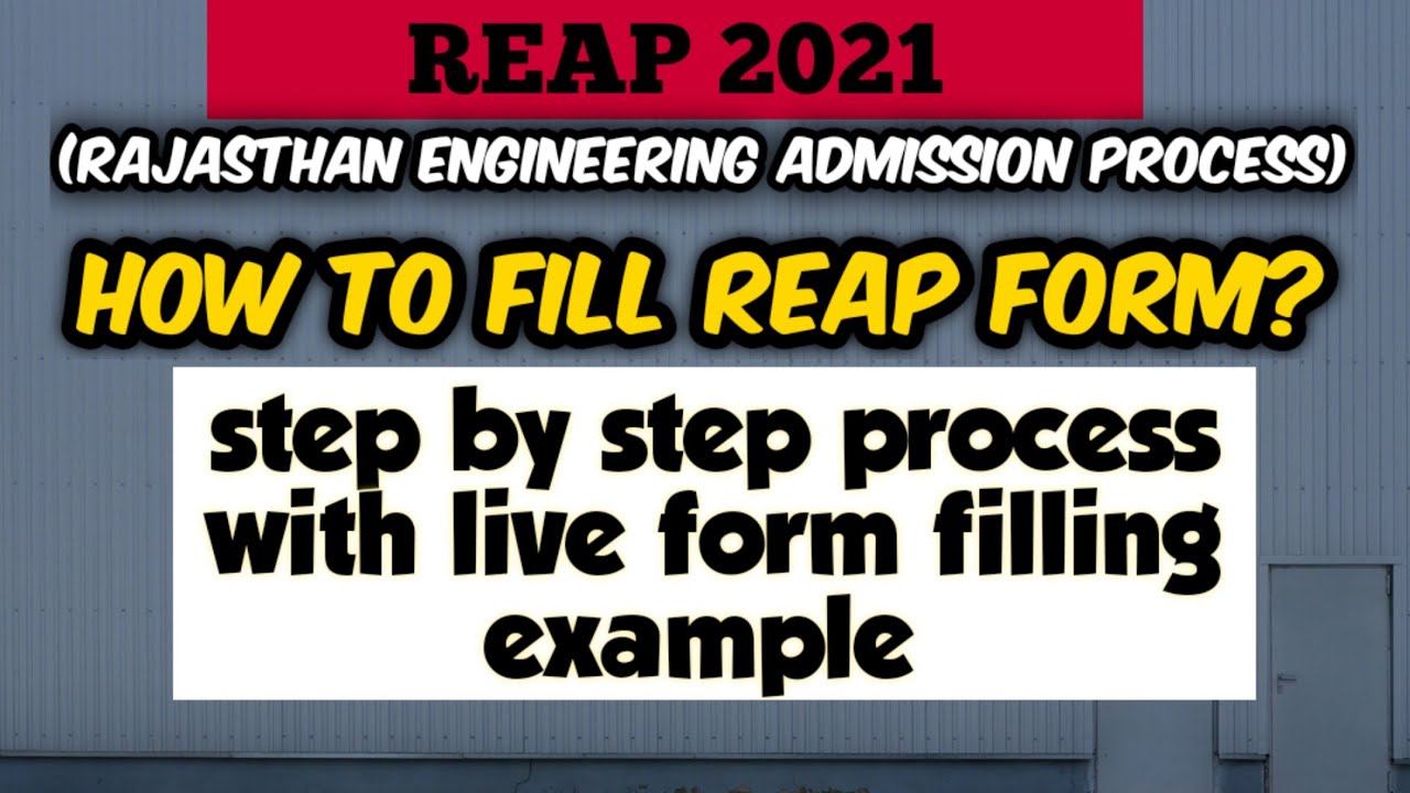 how to fill reap form?? by 12th and jeemain step by step process filled ...