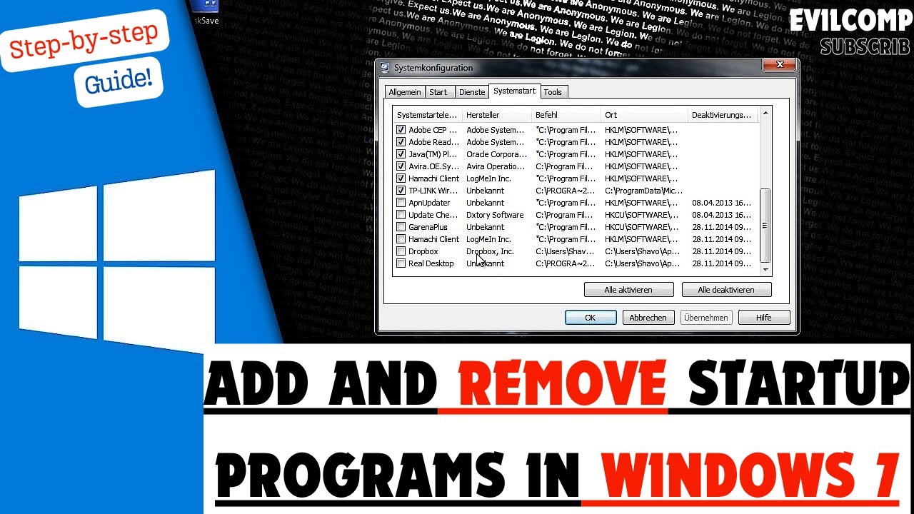 How to Add and Remove Startup Programs in Windows 7 - YouTube