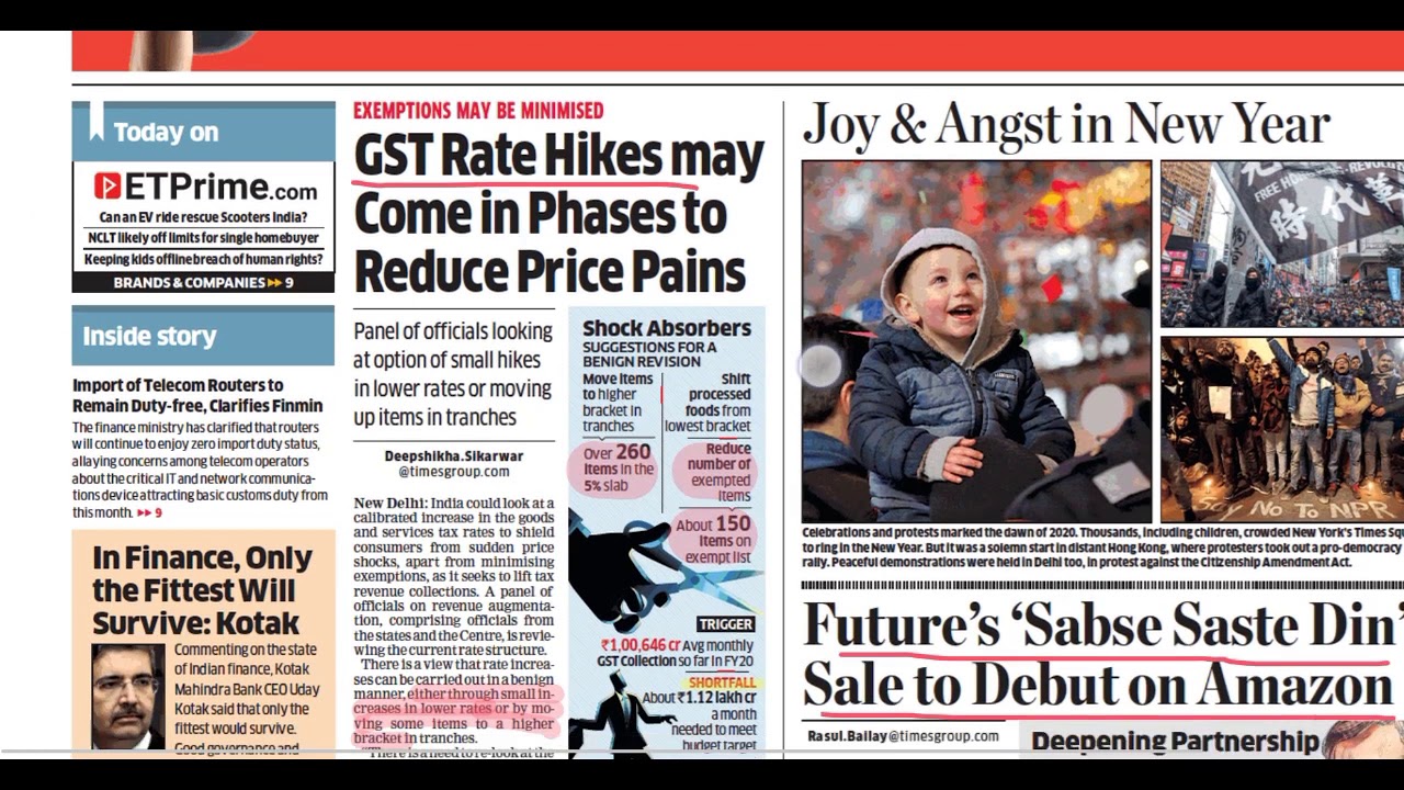 Economic Times Daily News Review / Analysis 2 Jan 2020 - YouTube