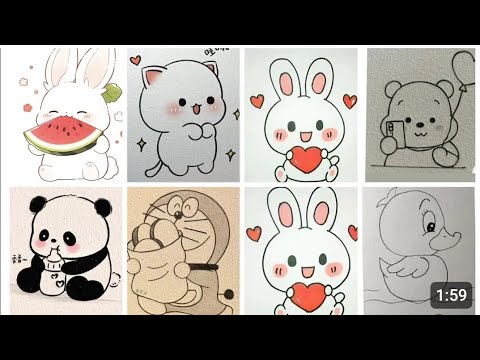 easy cartoon drawing ideas part/2|| aesthetic cartoon drawings ...