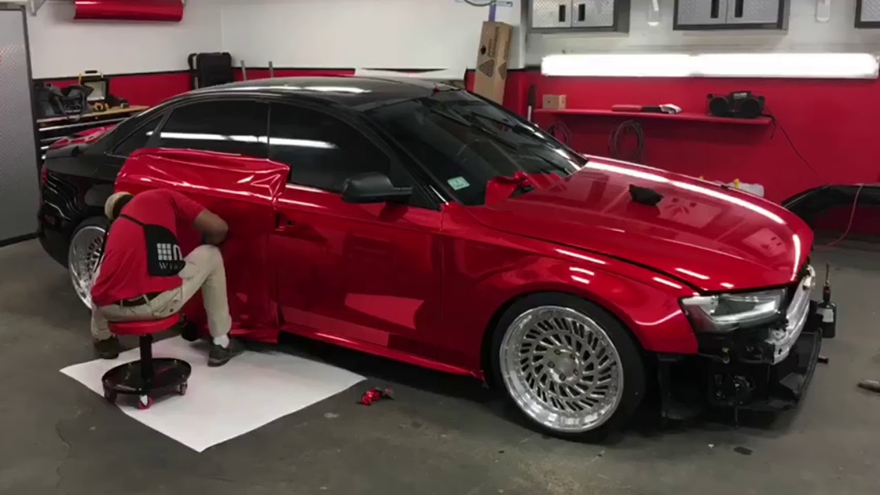 Vinyl Wrap Chrome Red on an Audi s4 - YouTube