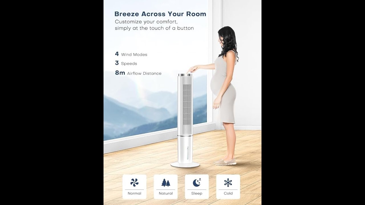 HIFRESH Air Cooler for Home, 107CM Tower Cooler w/ 3 Speeds & 4 Modes ...