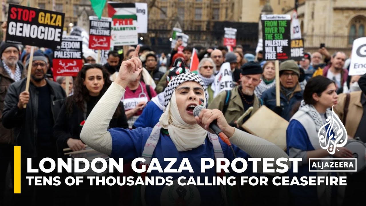Tens of thousands again march in London calling for Gaza ceasefire ...