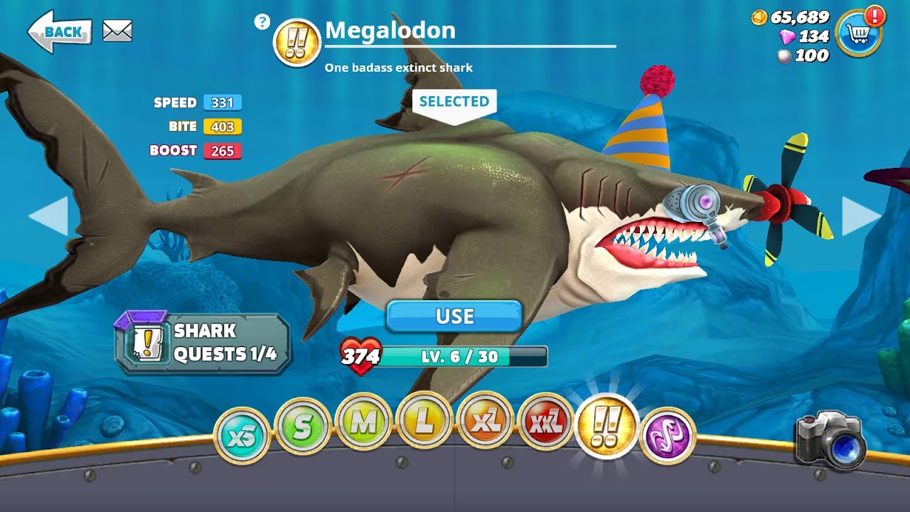 HUNGRY SHARK WORLD | MEGALODON PARTY HAT & AIR CRAFT PROPELLER | GAME ...