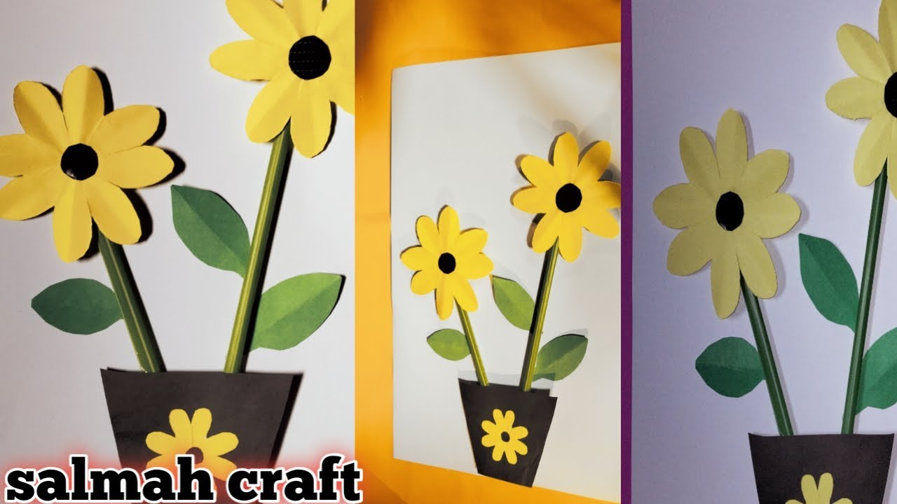 bikin hiasan bunga matahari dari origami/make flowers from origami ...