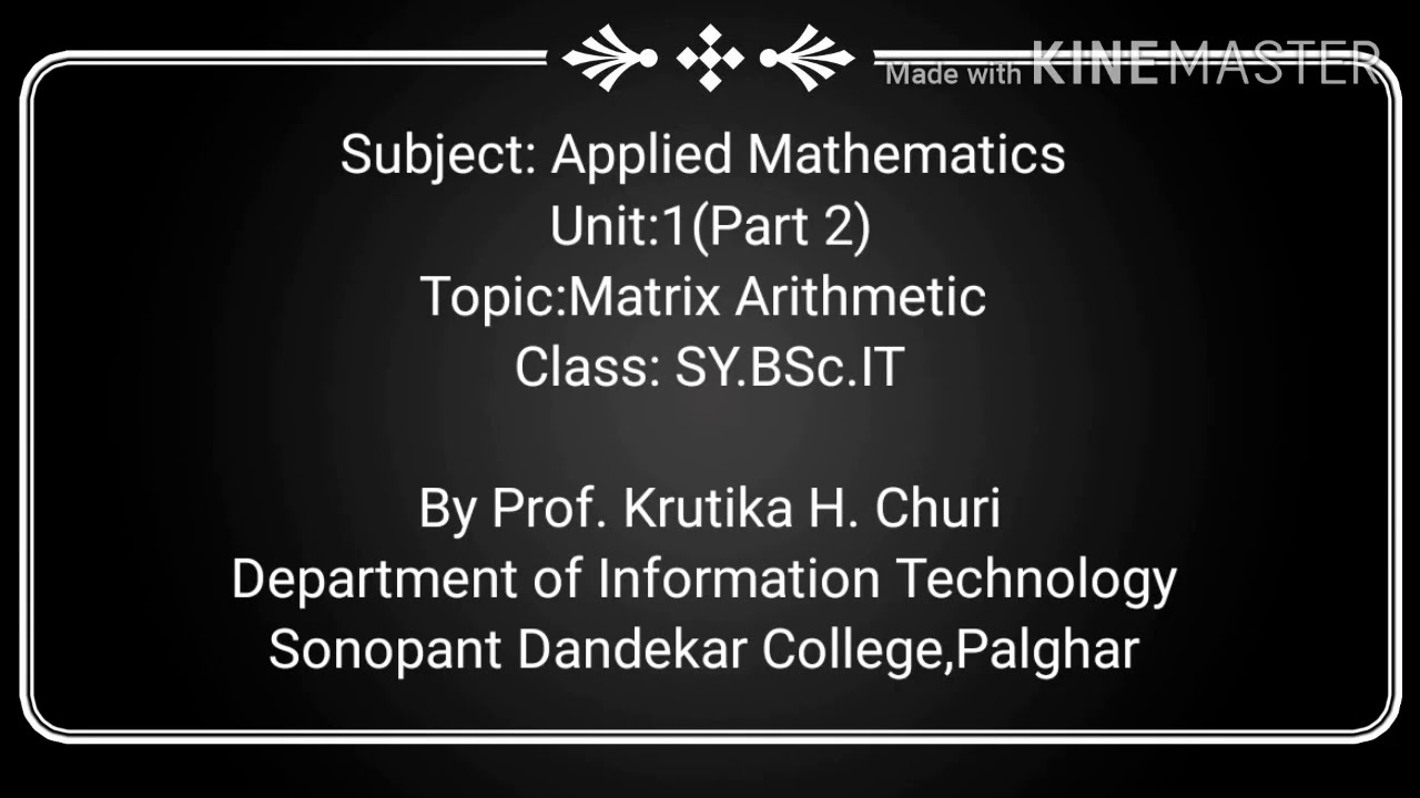 Matrix Arithmetic - YouTube