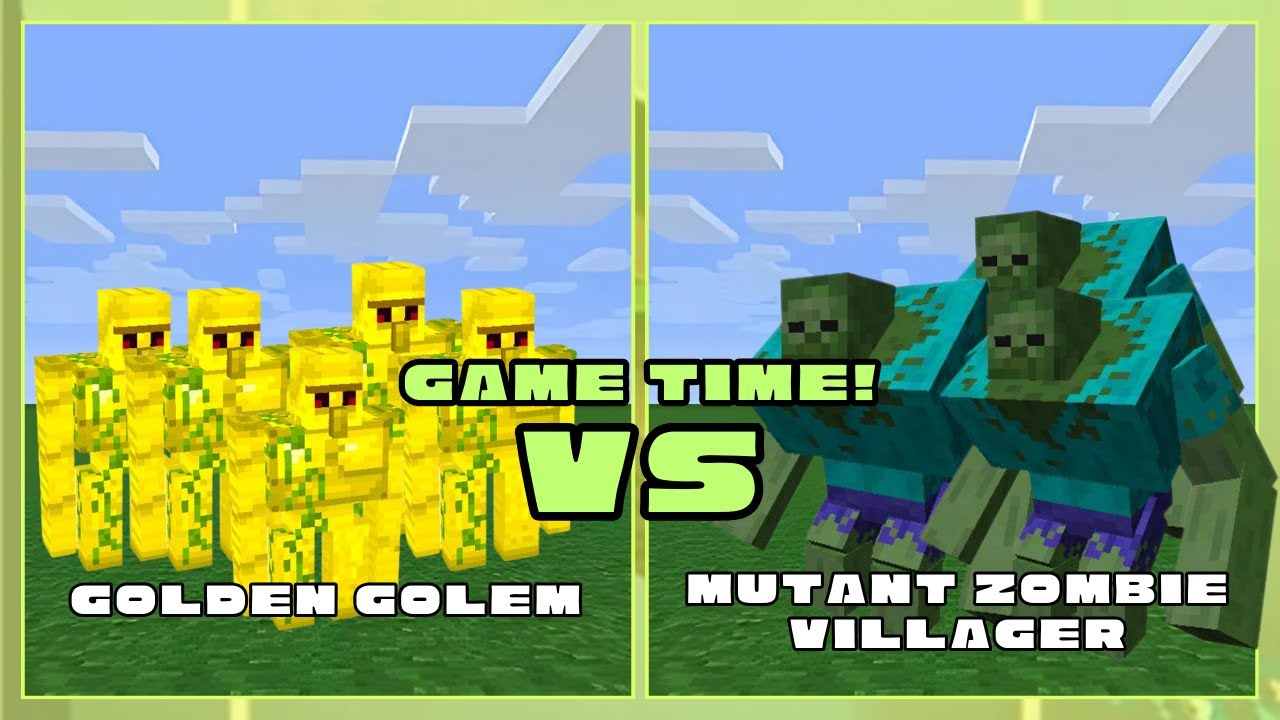 Mutant Zombie Villager Fights Golden Golem… And Regrets It! - YouTube