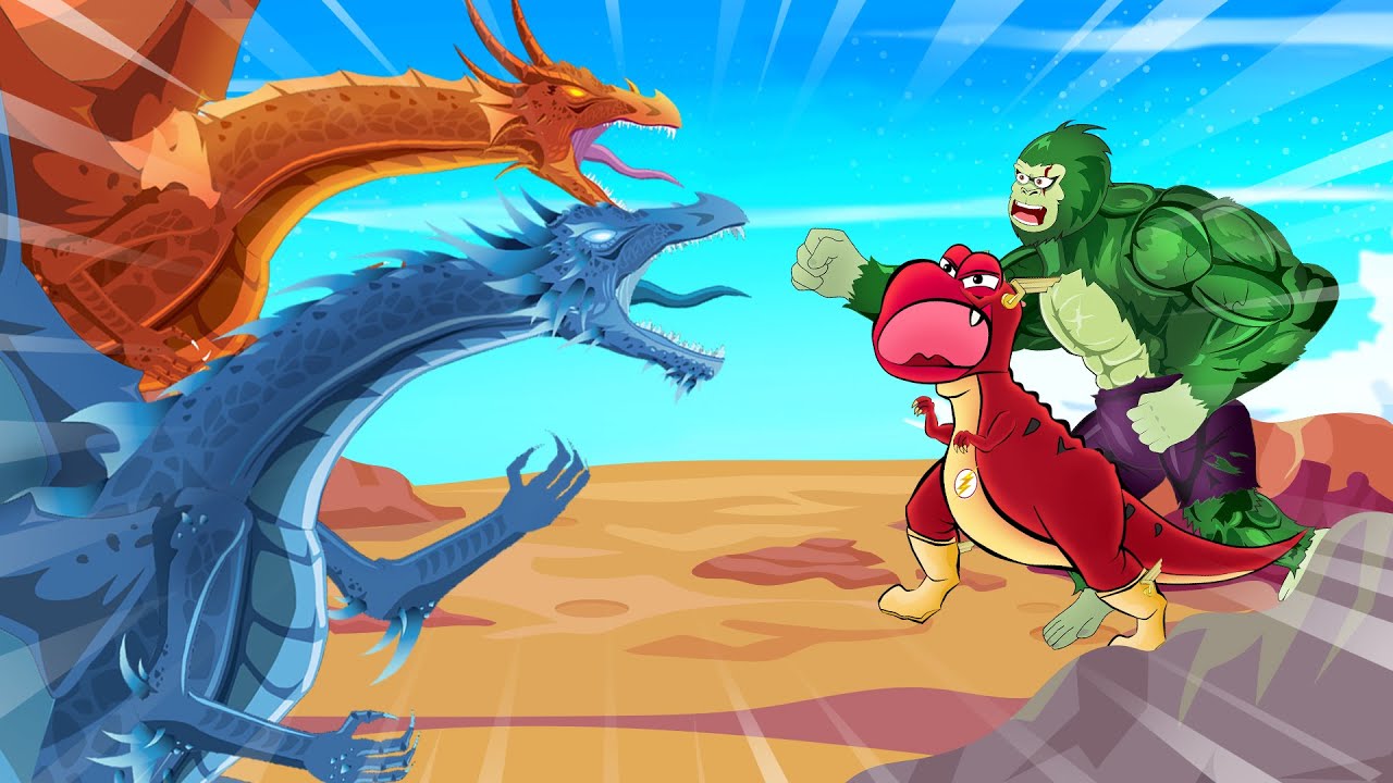 [Super Battle] The Flash T-Rex Team VS Ice & Fire Dragon Team - Who ...