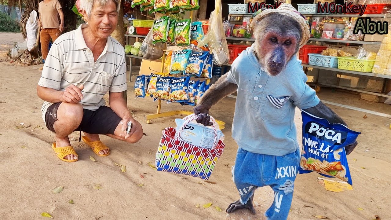 Abu took a basket to go to the market to buy paid snacks - YouTube