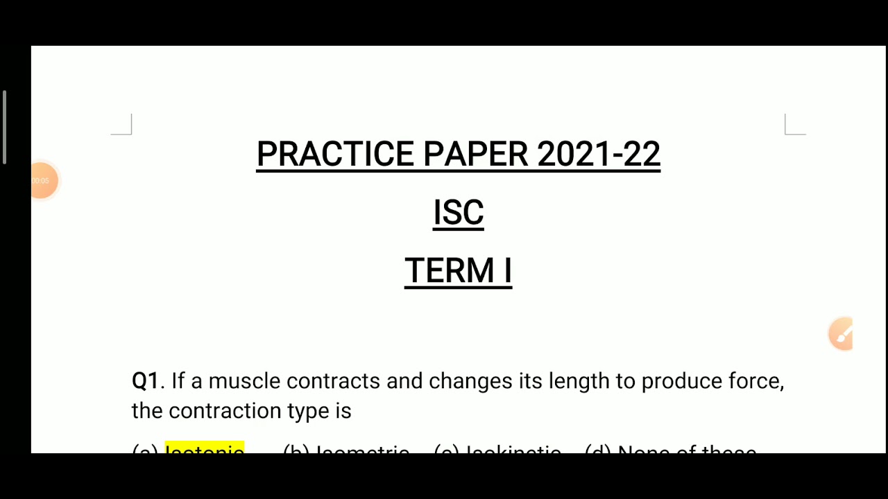 ISC | 2nd Practice Paper | Physical Education | Term 1 | Class 12 - YouTube