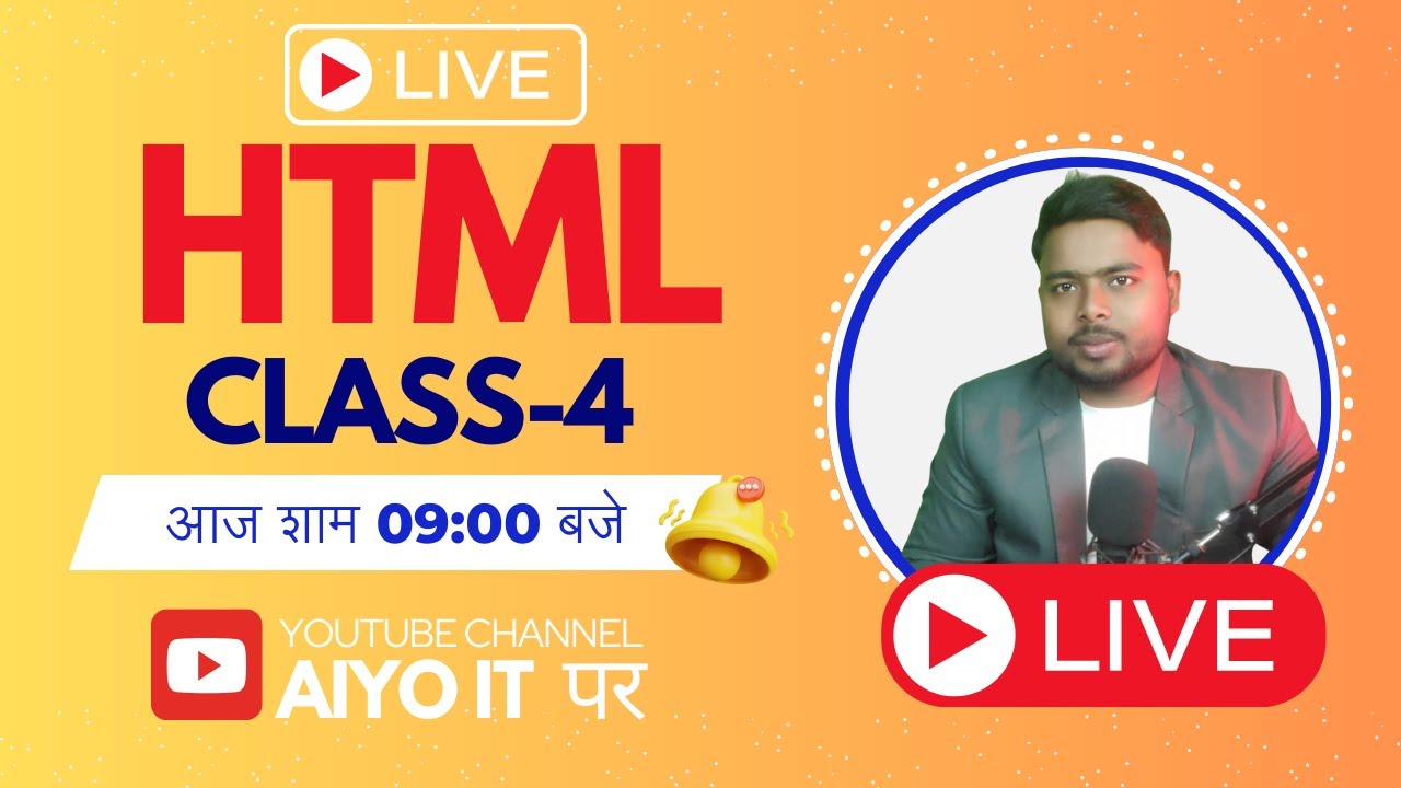 AIYO IT Live Stream || HTML Class - 4 || HTML in Hindi || - YouTube