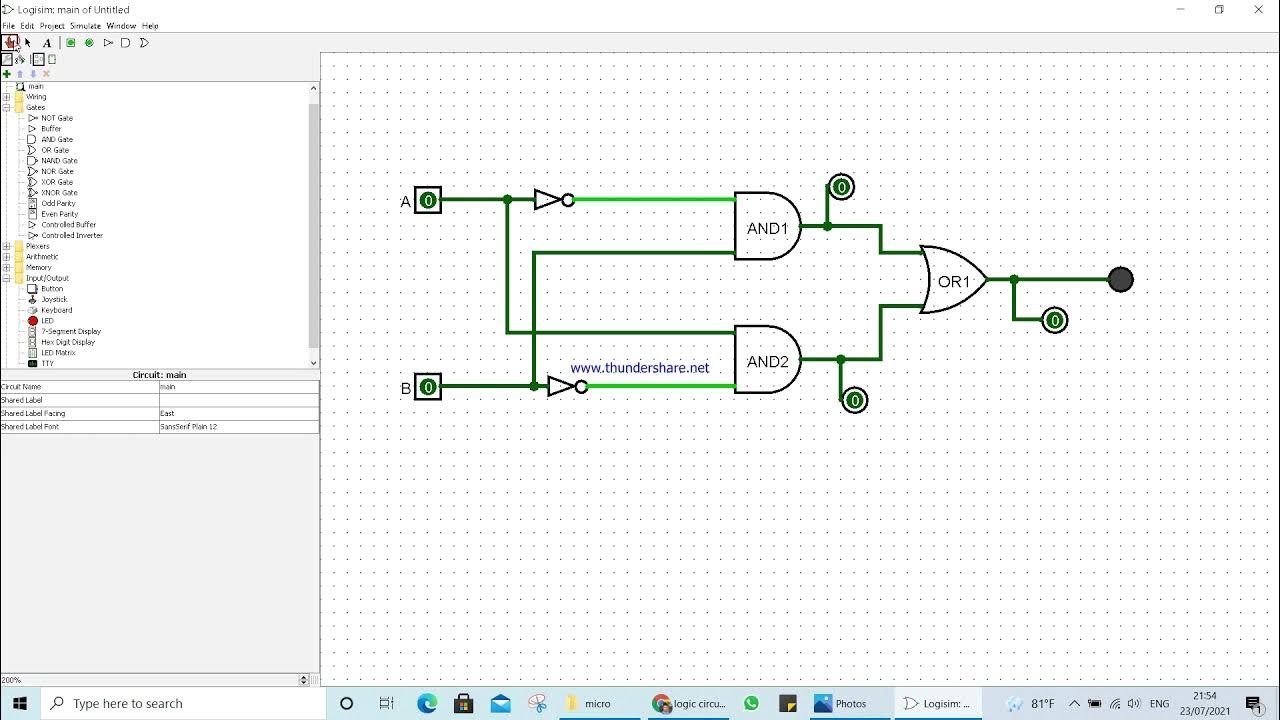 combinational logic gates using logisim simulator - YouTube