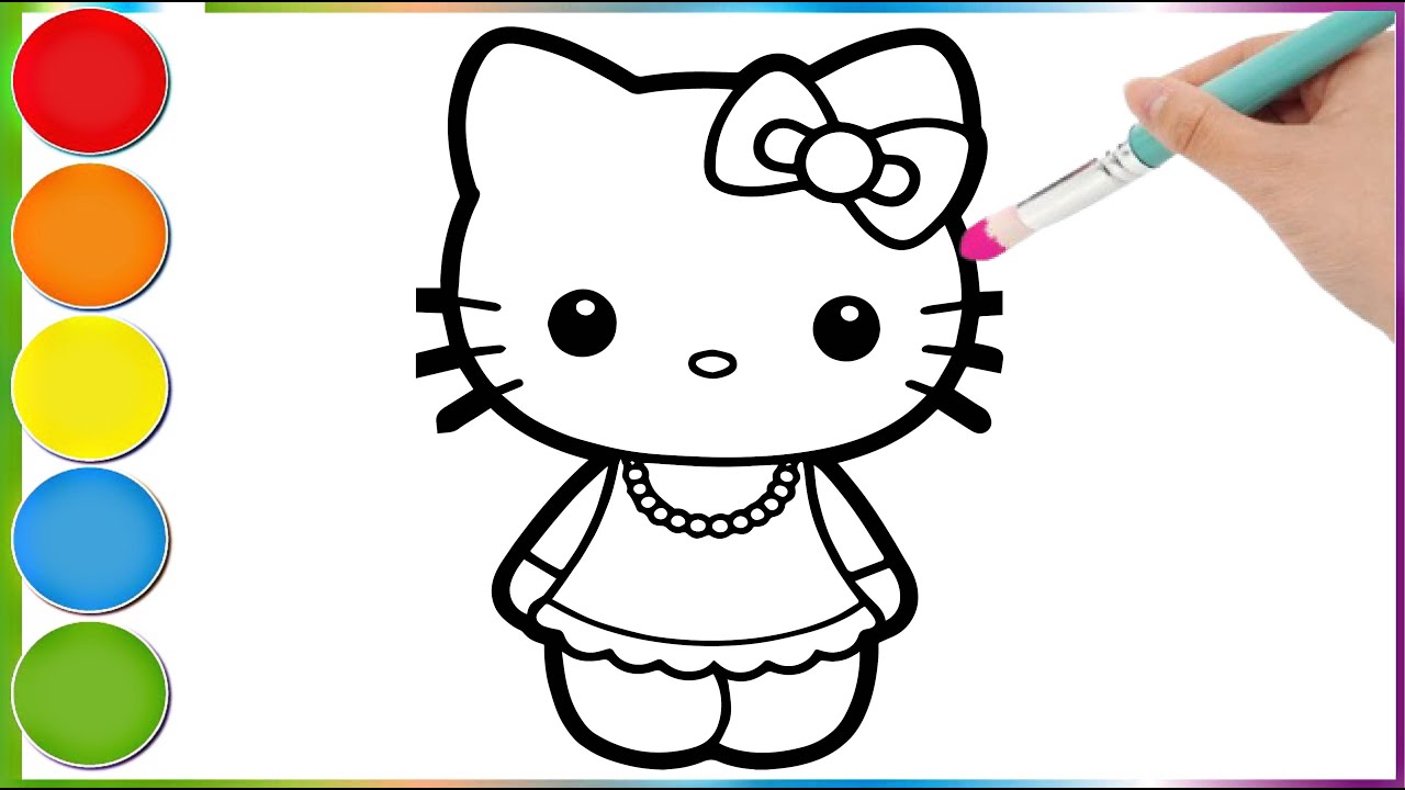 Learn to draw cute Hello Kitty the easy way | Hello Kitty coloring ...