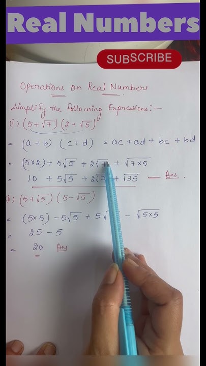 Operations on Real Numbers - Real Numbers - Number System #maths # ...