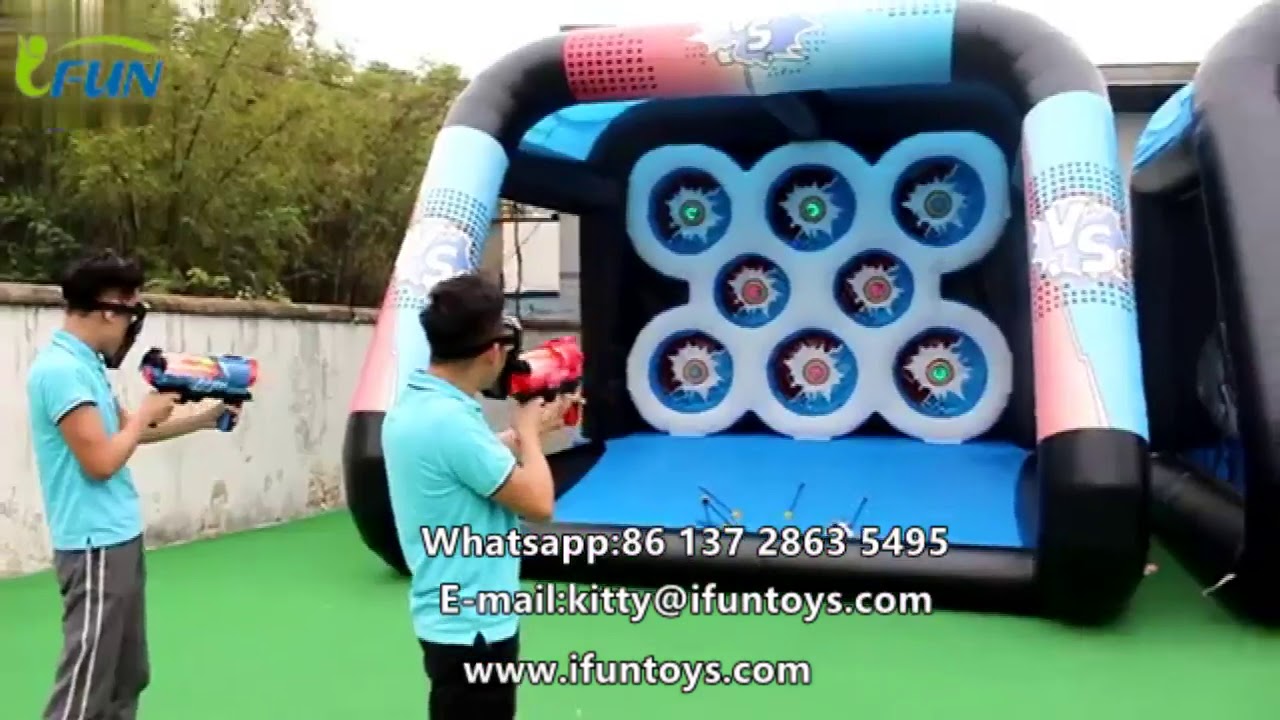 Interactive shooting game Inflatable combi sport arena with IPS system ...