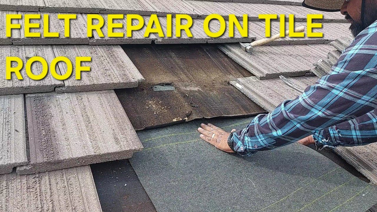 how to repair felt on a loose tile roof - YouTube