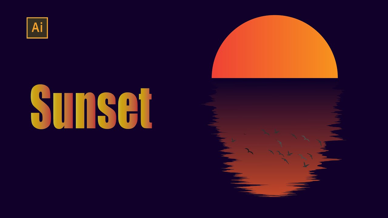 Make Sunset Design In Adobe illustrator || Illustrator Tutorial - YouTube