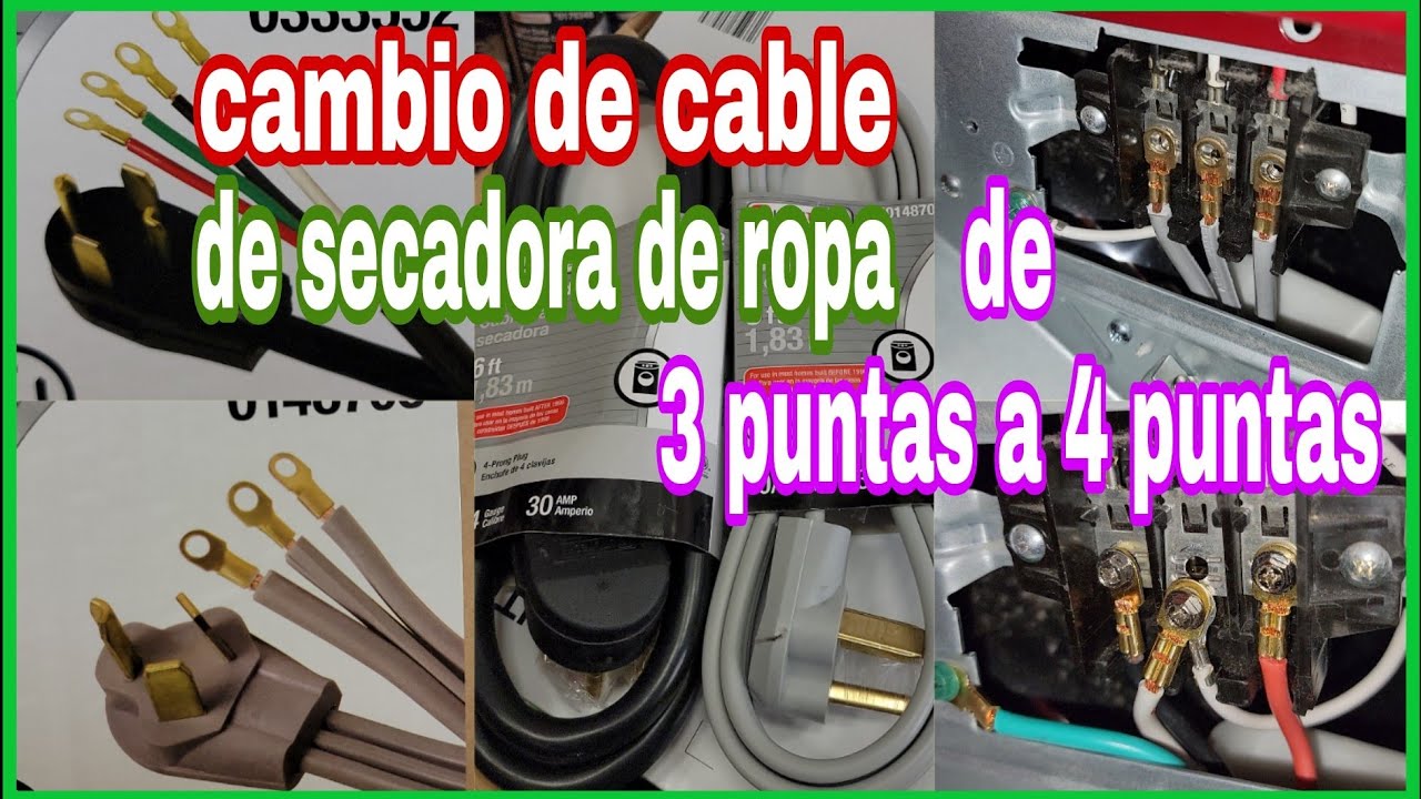 como cambiar cable de secadora de ropa de 4 puntas a 3 puntas - YouTube