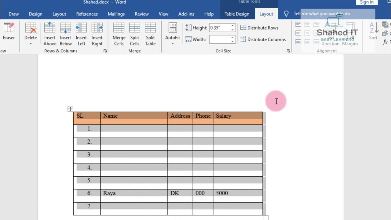 Working with MS Word Table (A to Z) | Bangla tutorial - YouTube