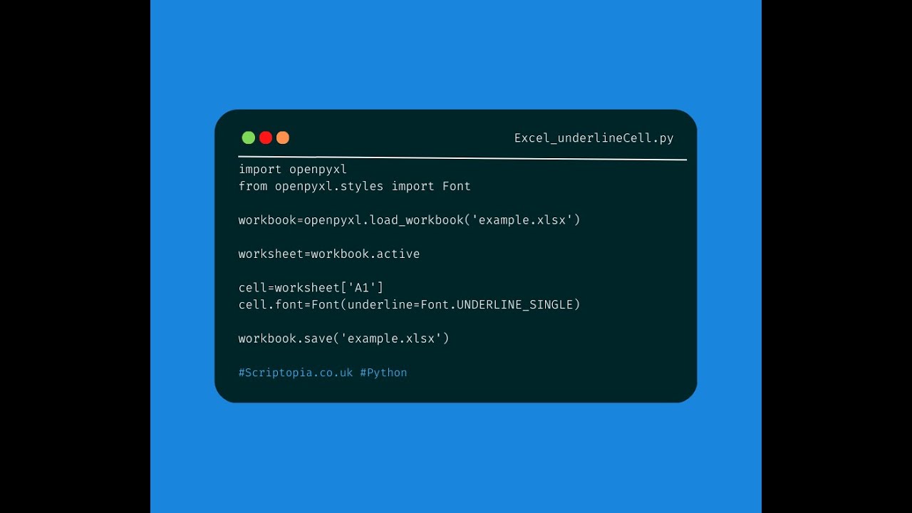 Python Openpyxl Single Underline Cells In Spreadsheet YouTube Python Openpyxl Single Underline Cells In Spreadsheet YouTube
