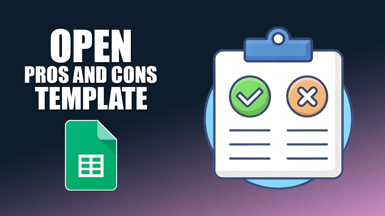 How to open pros and cons template in google sheets - YouTube