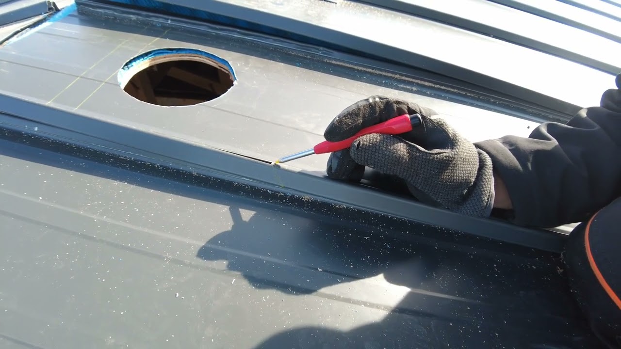 How to instal a vent on a sheet metal roof - YouTube