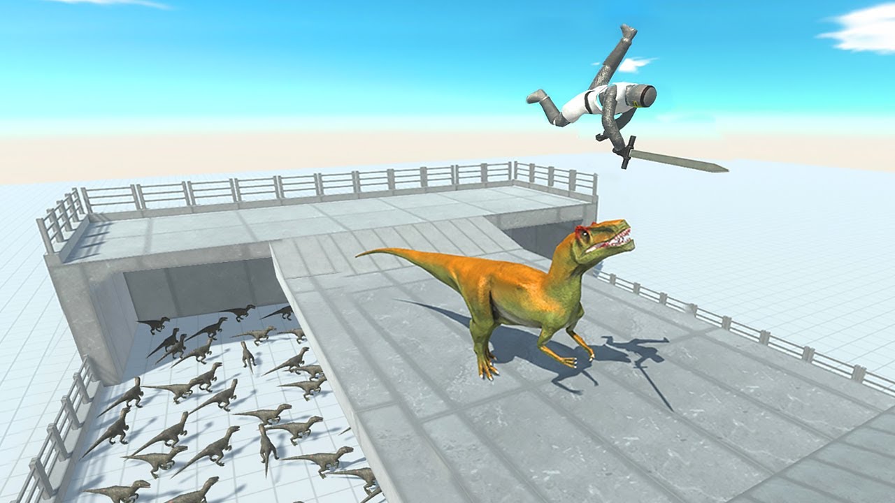 ALLOSAURUS on Bridge Above Raptor Cage vs ALL UNITS - Animal Revolt ...