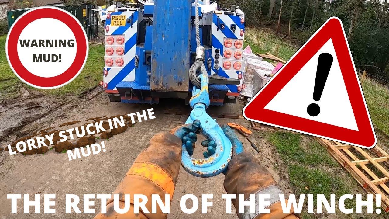 UK LORRY STUCK IN MUD! RECOVERY TRUCK WINCH-OUT! - YouTube