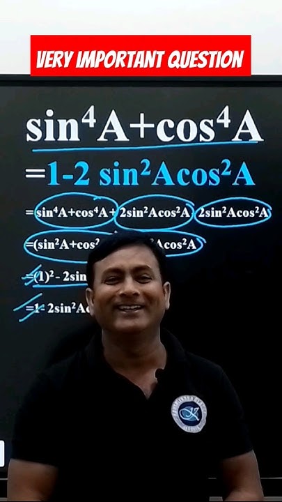 Trigonometry CBSE-X | sin^4A+cos^4A=1-2sin^2Acos^2A| Very Important ...