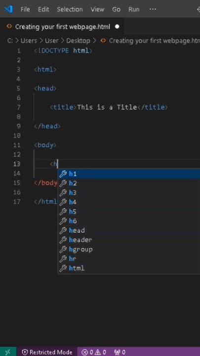 Creating Your First Webpage Html Youtube
