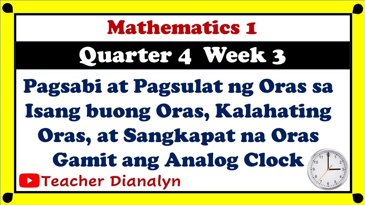 MATH 1 QUARTER 4 WEEK 3 | TEACHER DIANALYN - YouTube