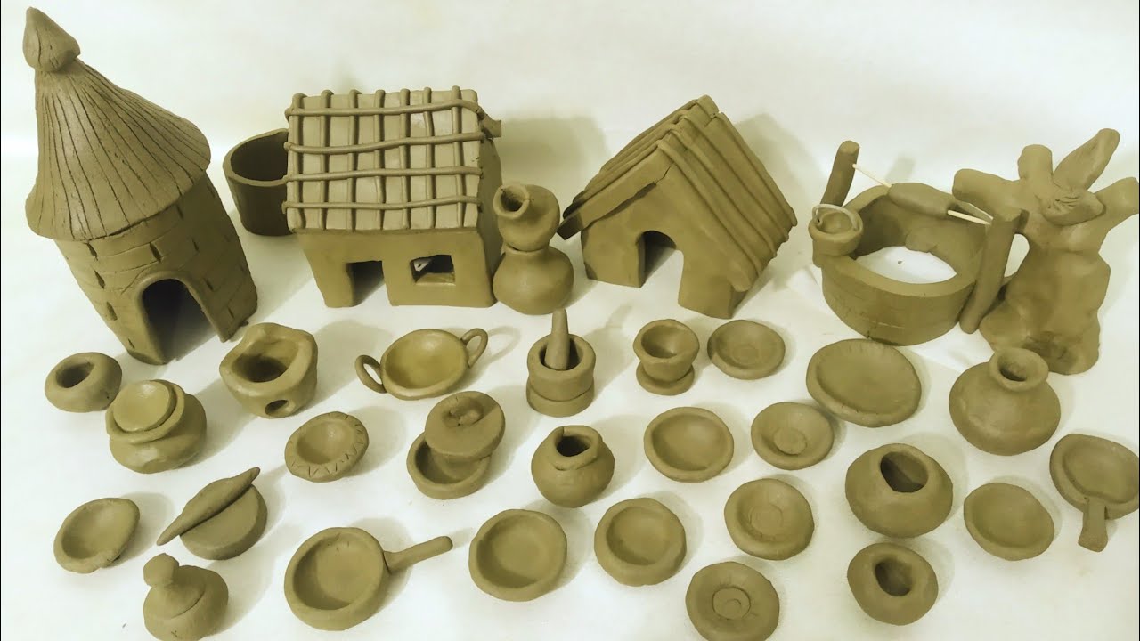 How To Make Mini Clay House || Clay Hut | Mud House 🏠 | Clay Miniature ...