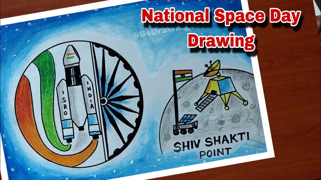 Bharat on the moon drawing / National Space Day Drawing / Chandryaan 3 ...
