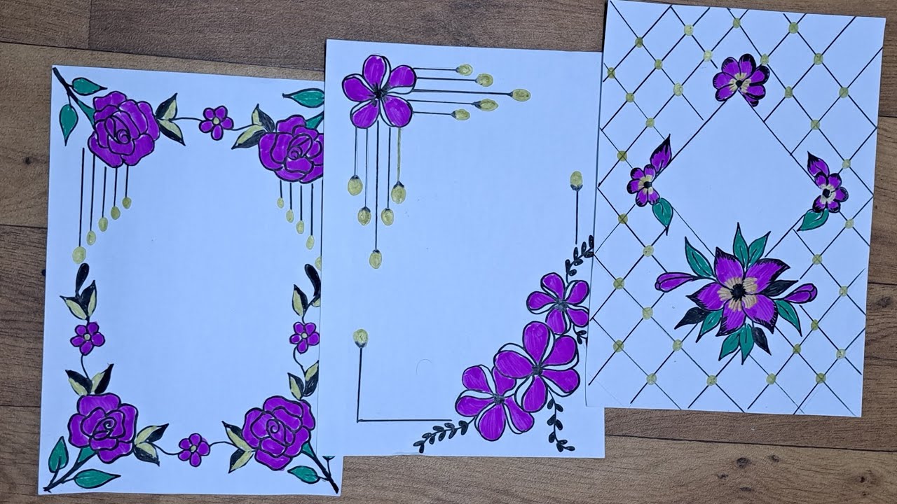 project work design||front page design || purple color border design ...