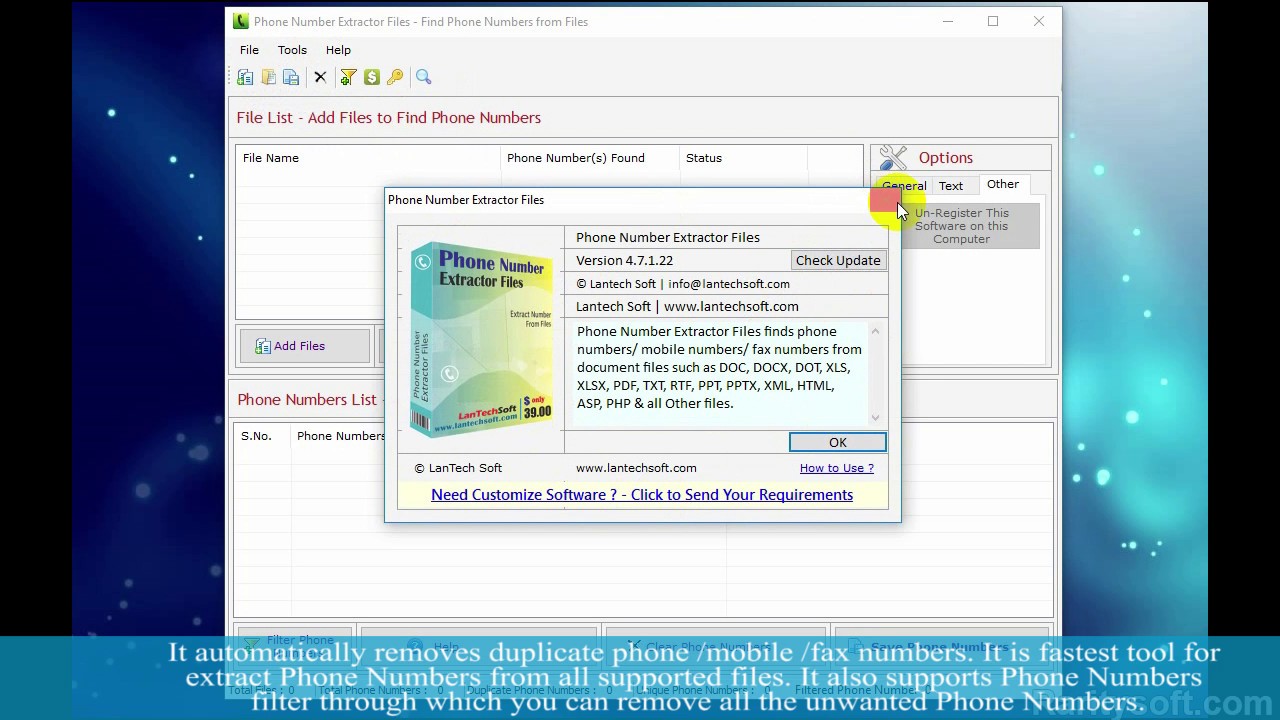 How to extract phone, mobile, fax numbers from files - Phone Number Extractor Files Software ...