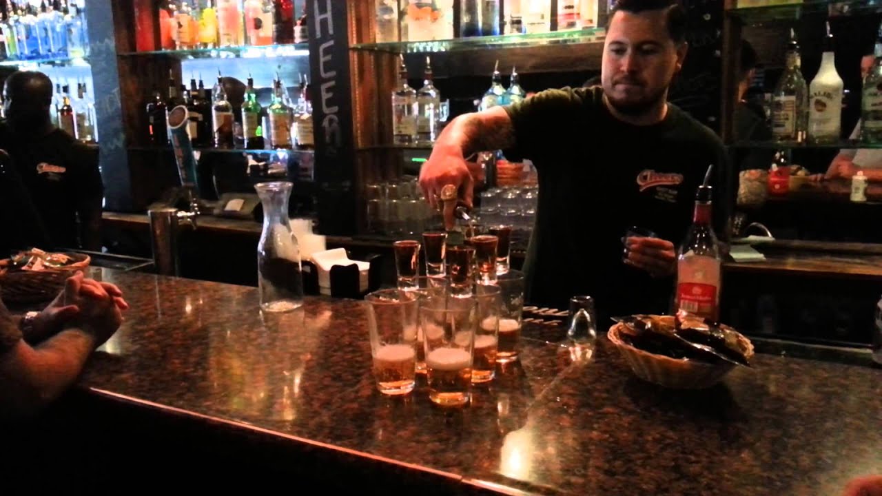 Flaming Dr. Peppers at Cheers Shot Bar - YouTube