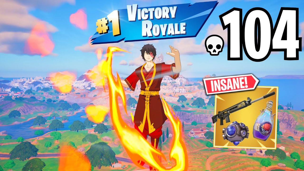 104 Elimination Zuko Solo vs Squads WINS Full Gameplay (NEW FORTNITE ...