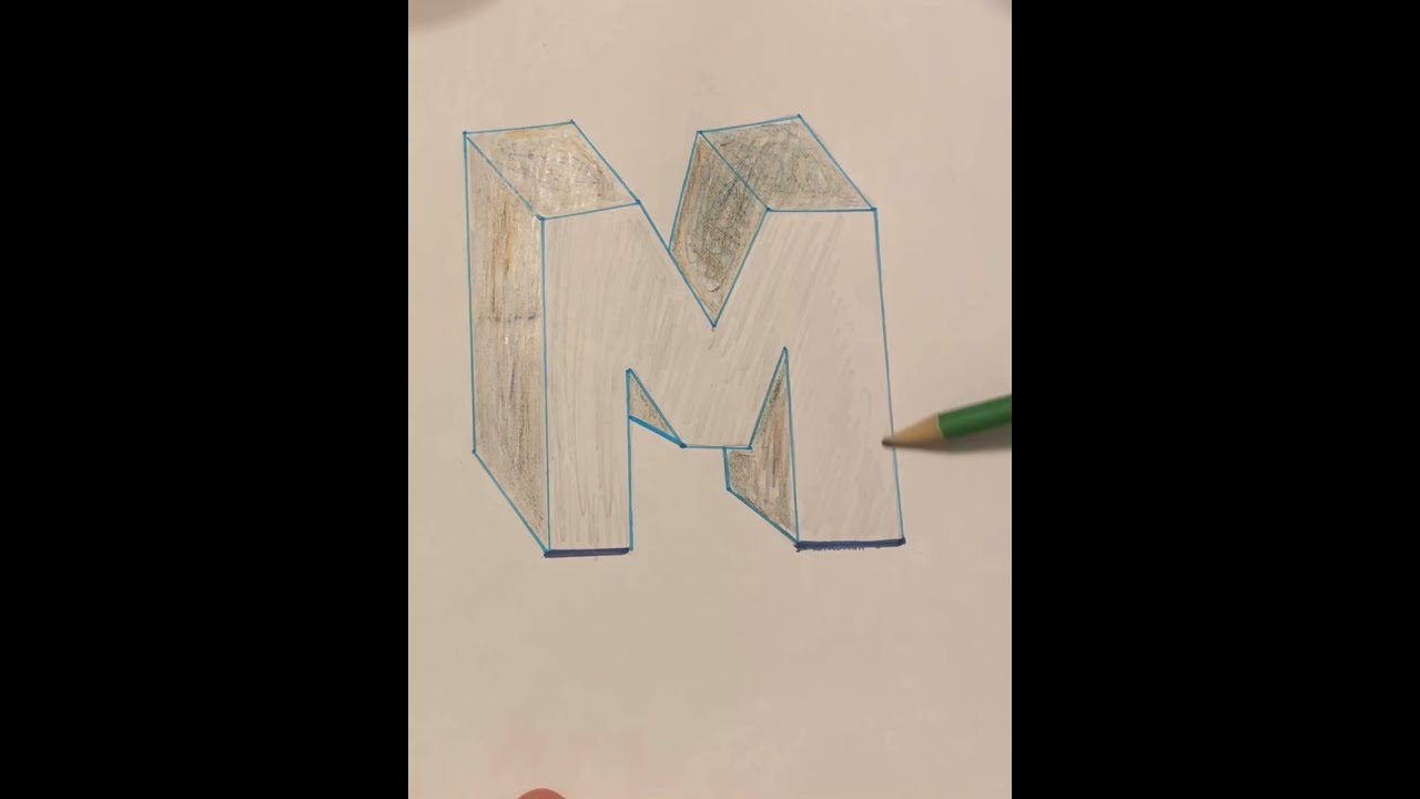 How to Draw 3D M | 3D Drawing | 3D Drawing Tutorial - YouTube