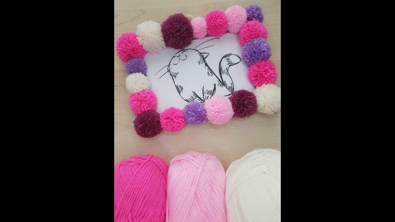Soft pom pom photo frame - YouTube