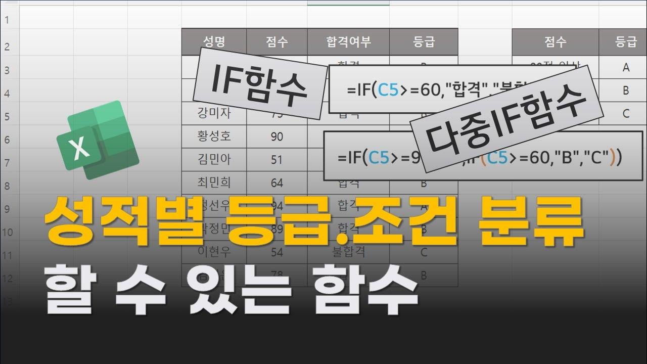 엑셀 실무에서 꼭 필요한 If함수 다중 If함수 아주 쉽게 알려드립니다 Youtube