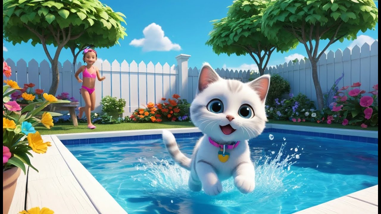 Six Little Kittens Jumping in the Pool | Fun Kitten Song for Kids ...