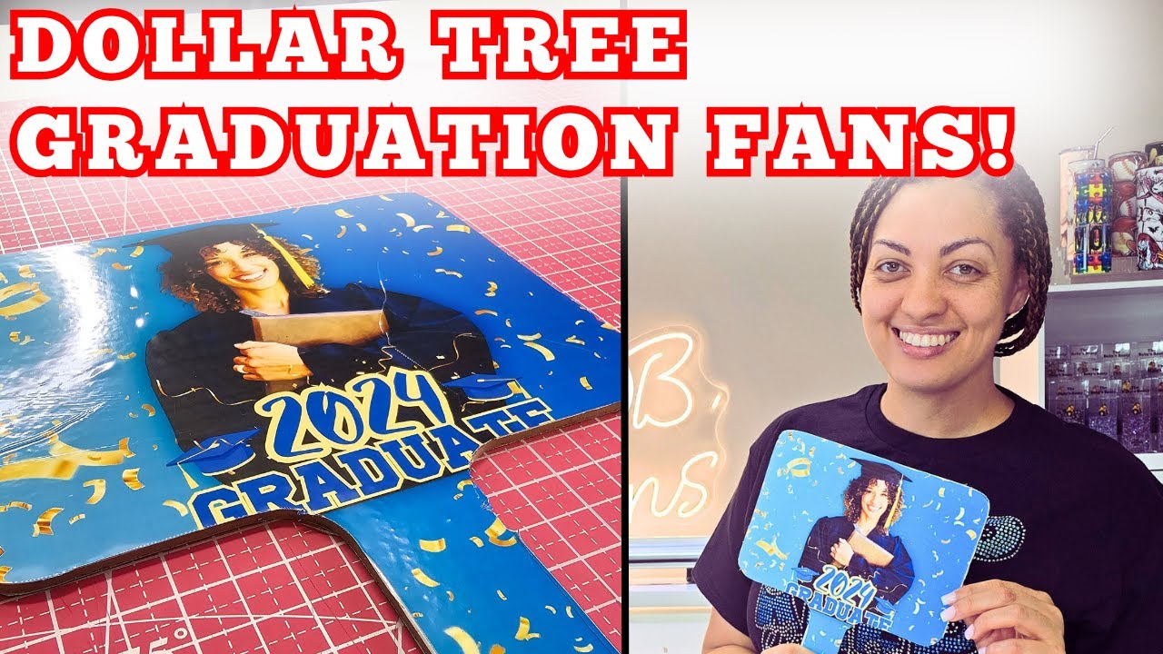 DOLLAR TREE GRADUATION FAN: How to Make a Graduation Fan With Sticker ...