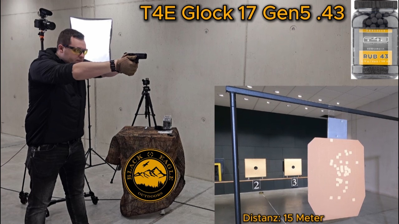 T4E Glock 17 Gen5 .43 CO2 Test auf Distanz (5-20 Meter) - YouTube