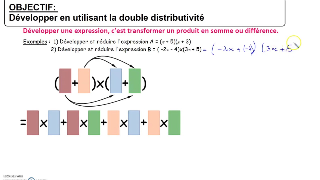 CYCLE4- Développer en utilisant la double distributivité - YouTube