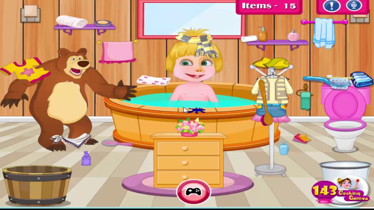 Masha Bathroom Cleaning Masha and The Bear Games For Kids - YouTube